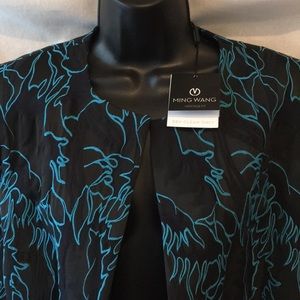 Misook | Jackets & Coats | Nwt Misook Black Teal Open Lined Jacket Sz ...